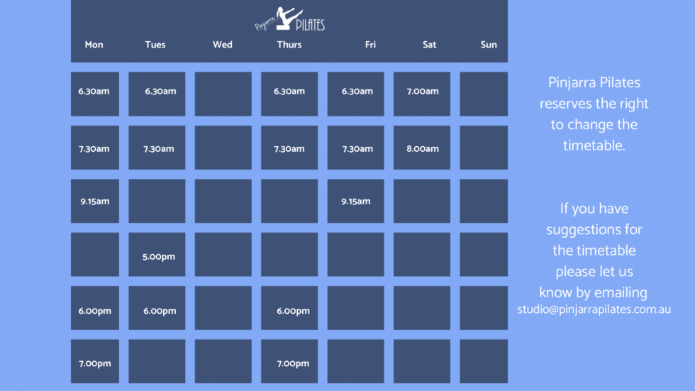 Time Table | Pinjarra Pilates